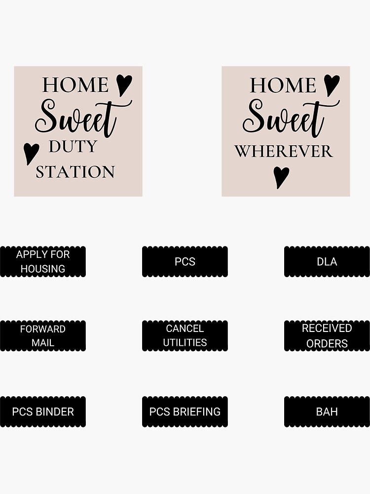 "Military Home PCS Sticker Pack" Sticker for Sale by AW101 | Redbubble
