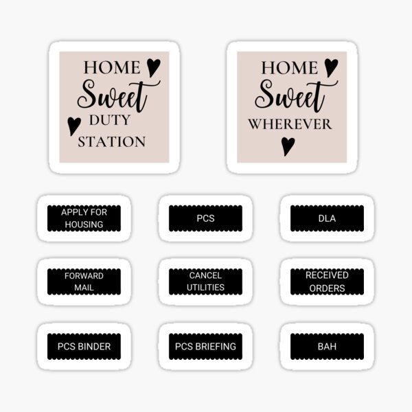 "Military Home PCS Sticker Pack" Sticker for Sale by AW101 | Redbubble