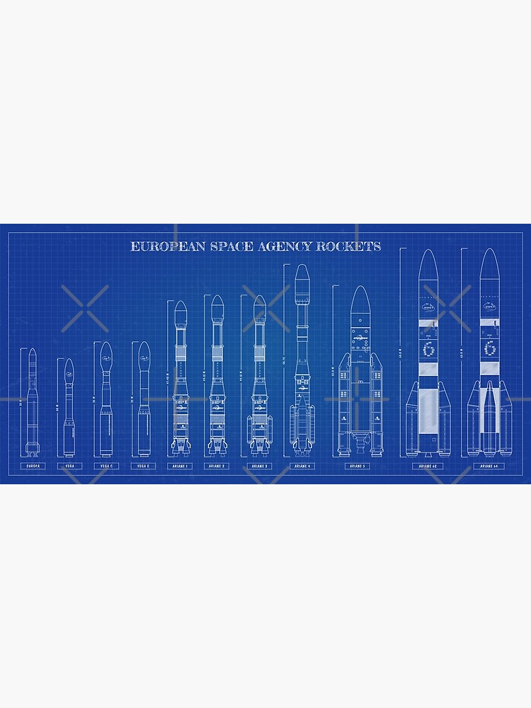 "European Space Agency Rockets - Blueprint" Fotodruck von BGALAXY ...