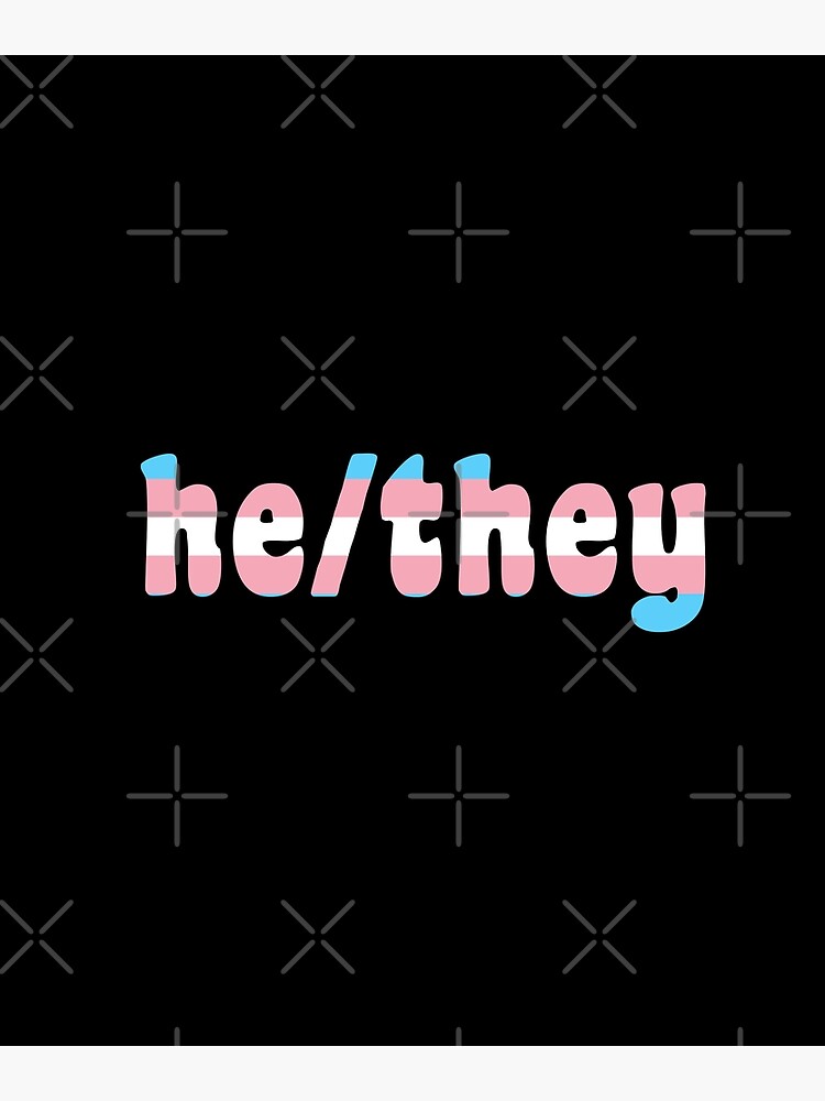 "He/They Pronouns With Trans Flag" Poster by GasparArts | Redbubble