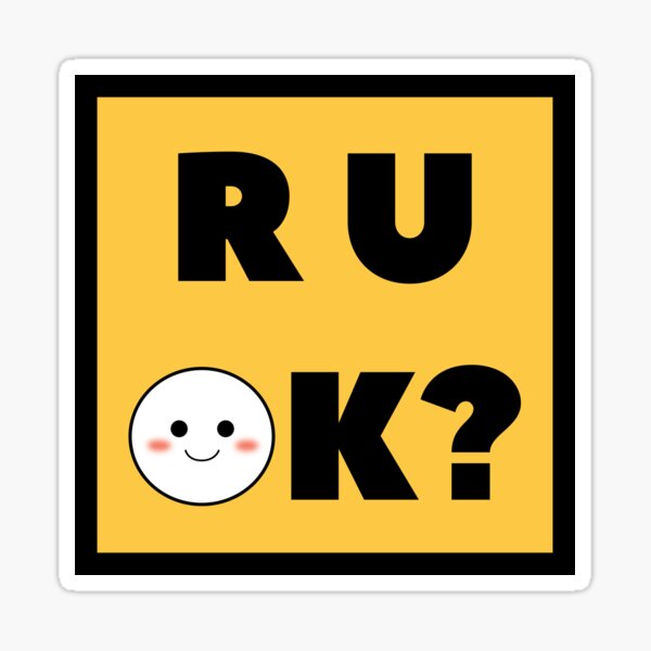 "r u ok? black and yellow" Sticker for Sale by violetcho | Redbubble