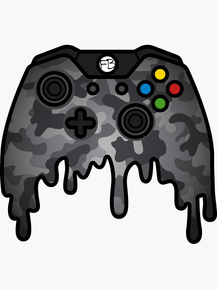 "Grey Camo Dripping XBOX Controller" Sticker for Sale by FuelledByCo ...