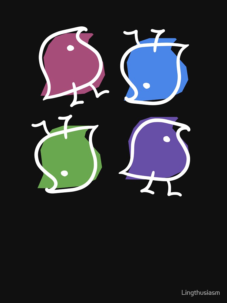 Essential T-Shirt for Sale mit "Wug-Print (mehrfarbig auf schwarz)" von ...