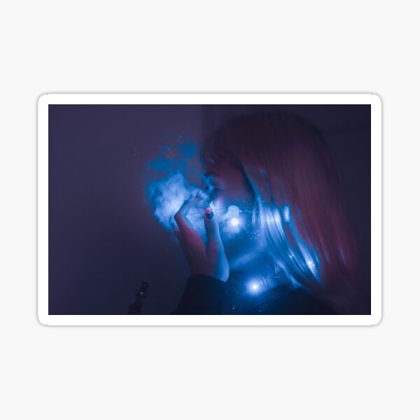 "Girl with vape and blue smoke" Sticker for Sale by smiriglia-av ...