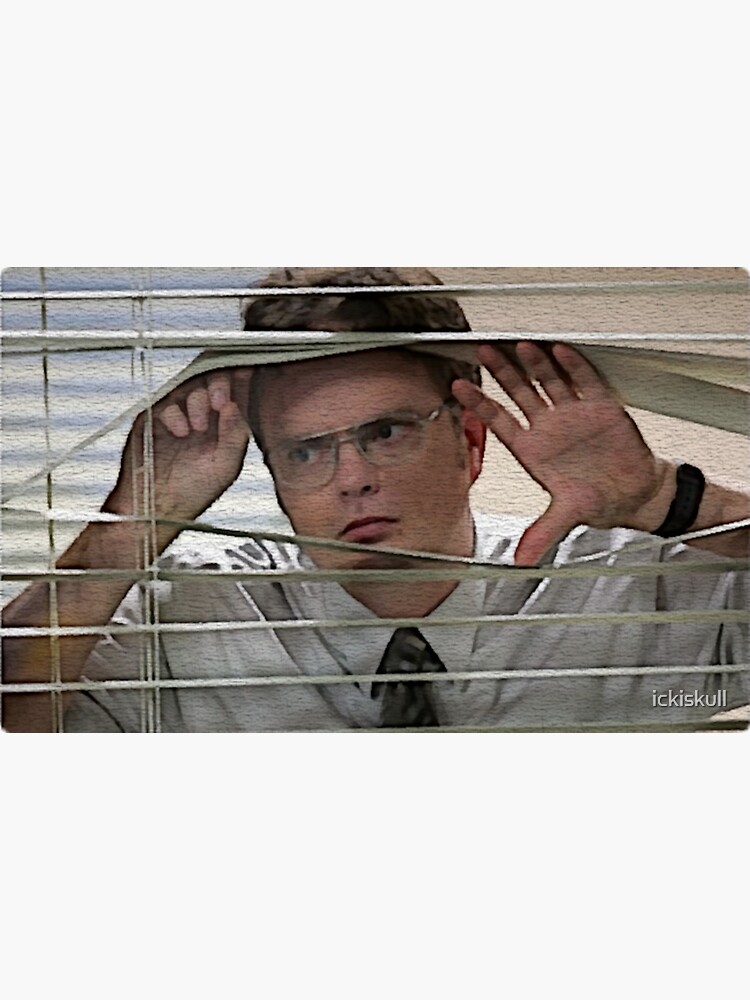 "Dwight in the Blinds" Sticker by ickiskull | Redbubble