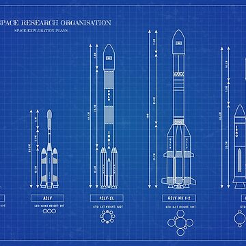 "Indian Space Research Organisation Rockets- Blueprint" Poster for Sale ...