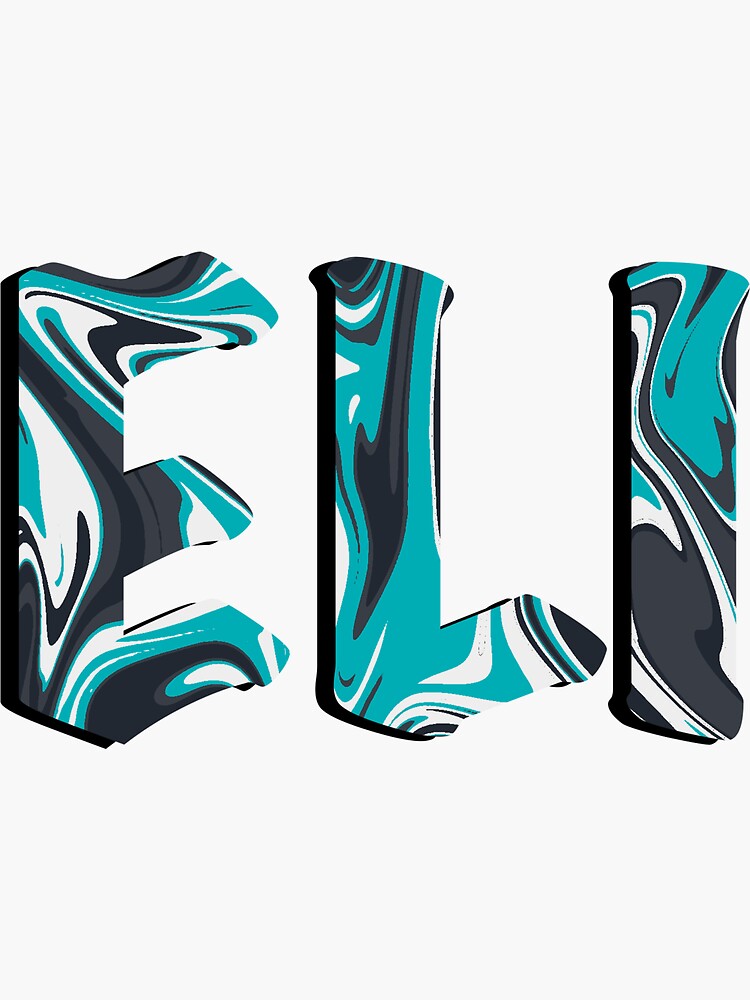"Colorful customized name Eli Blue gray white black cool colors marble ...