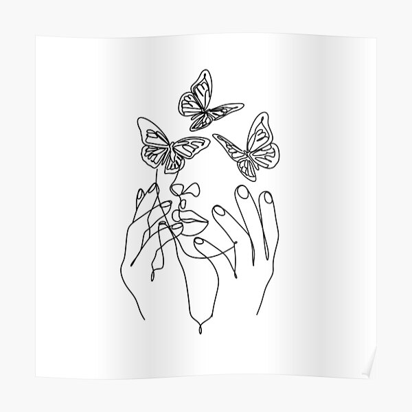 Art & Collectibles BUTTERFLY DRAWING Abstract Drawing Minimalist ...