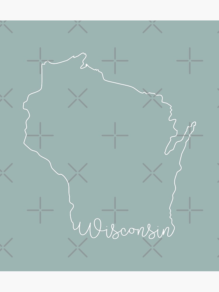 "Wisconsin Cursive State Outline" Poster by GreatLakesLocal | Redbubble