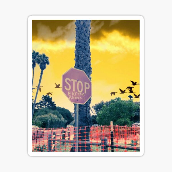 "Stop Eating Animals Sign" Sticker for Sale by milkydudss | Redbubble