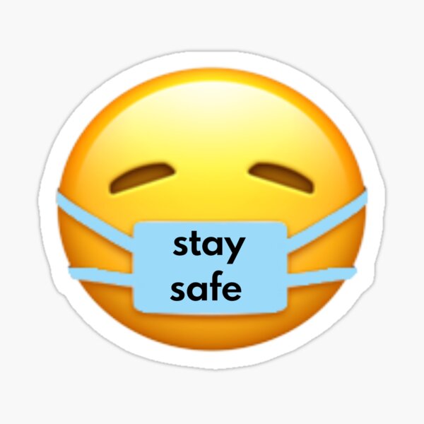 "stay safe mask emoji" Sticker for Sale by samanthaa1103 | Redbubble