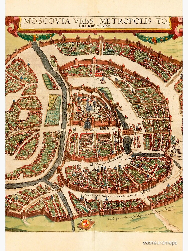 Cuaderno de espiral «Moscovia Moscú 1617 Póster Mapa en Papel ...