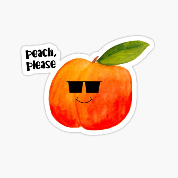 "Peach, Please - Veggie Puns, Funny Fruits" Sticker by moosefeed ...