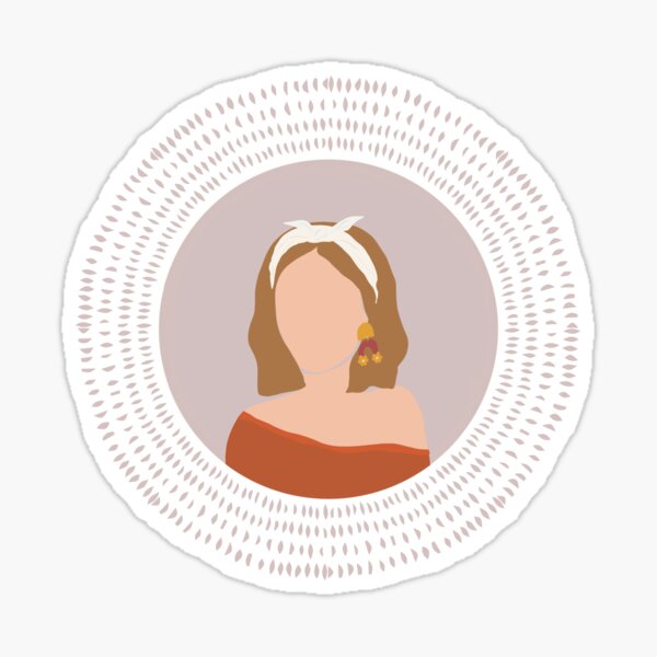 "Boho Woman Short Brown Hair " Sticker by TrendsForYou | Redbubble