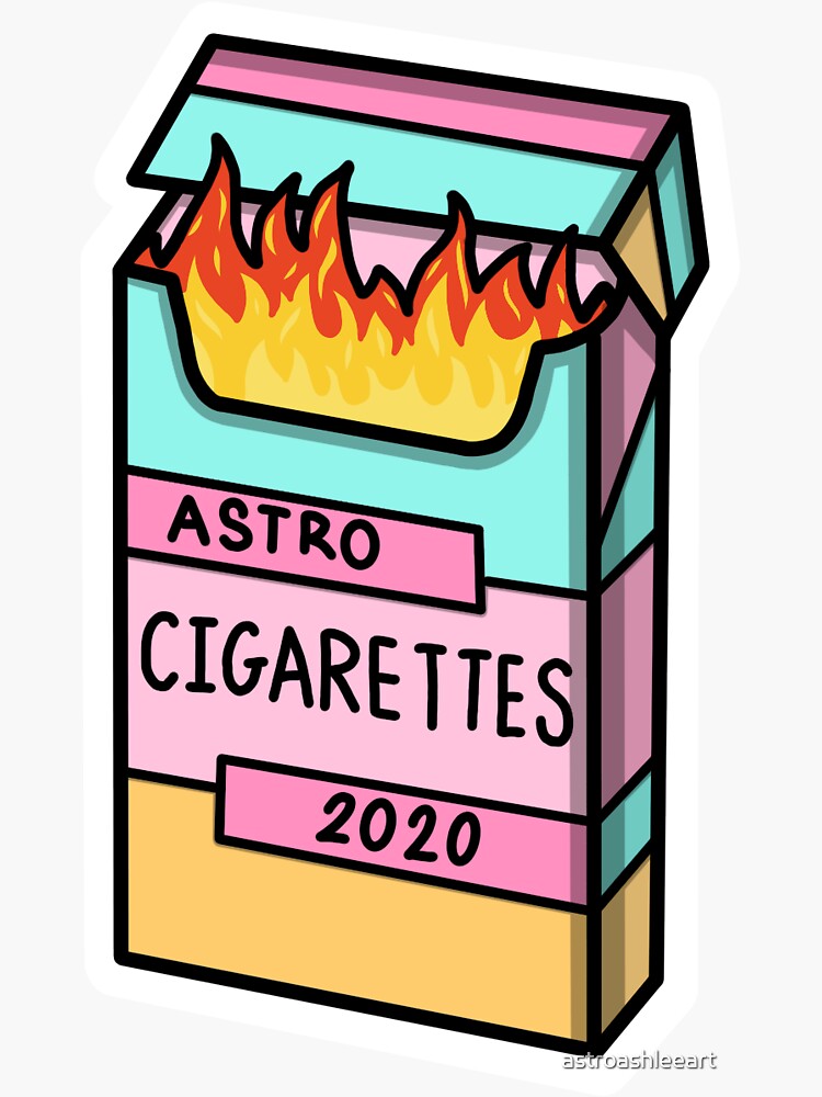 "ASTRO FIRE CIGARETTES " Sticker for Sale by astroashleeart | Redbubble