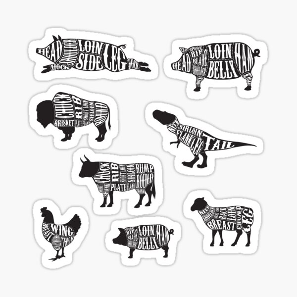 "Meat Cuts Sticker Pack" Sticker for Sale by JasKei-Designs | Redbubble