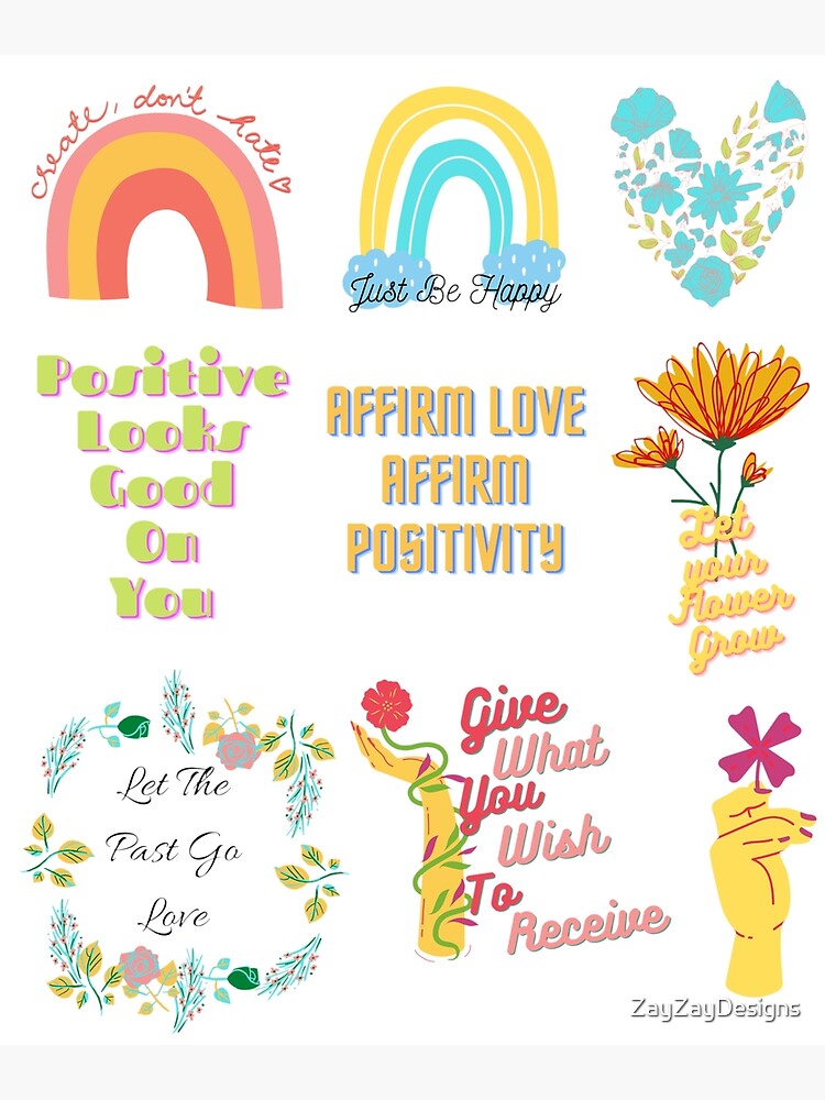 "Positive Vibes Sticker Pack" Poster for Sale by ZayZayDesigns | Redbubble