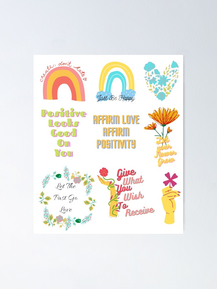 "Positive Vibes Sticker Pack" Poster for Sale by ZayZayDesigns | Redbubble