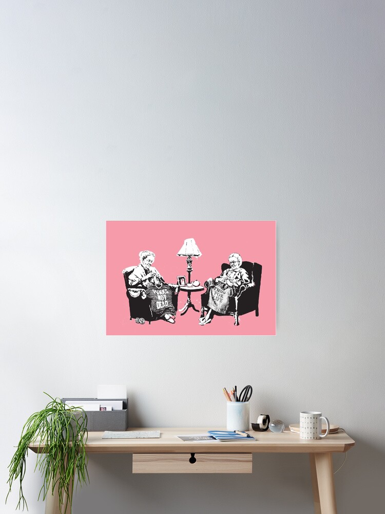 "Banksy Grannies Knitting Pullovers Stencil Graphic" Poster for Sale by ...