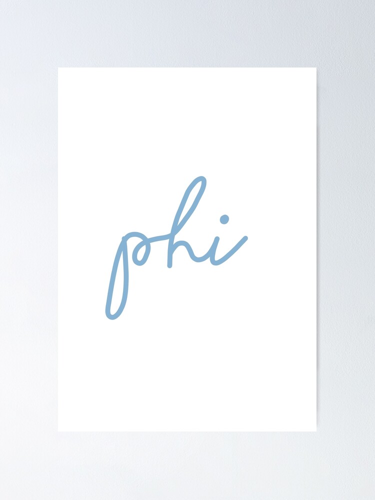 "Phi Blue Cursive Sticker" Poster by allykat2224 | Redbubble