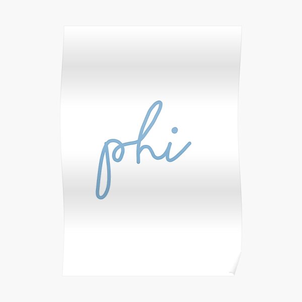 "Phi Blue Cursive Sticker" Poster by allykat2224 | Redbubble