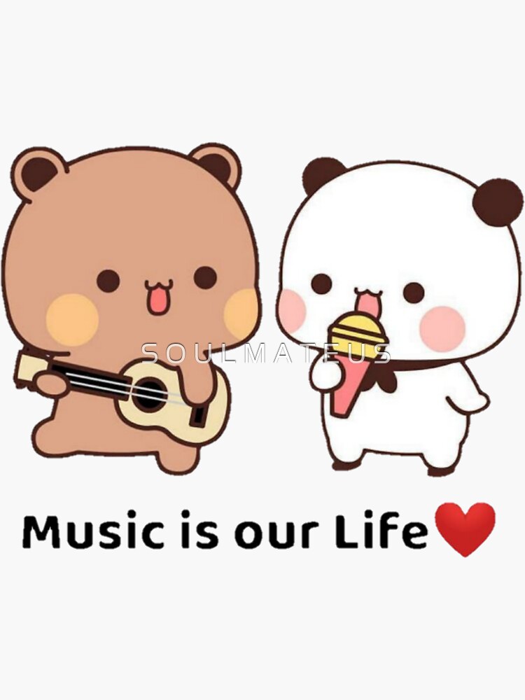 "Michi and boo love music" Sticker for Sale by sharad101 | Redbubble