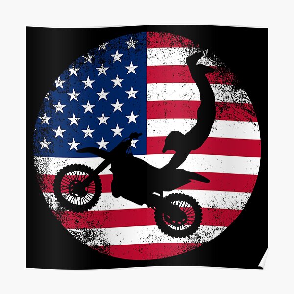 Póster «Motocross Enduro - Dirt Bike Off Road Biker Vintage con bandera ...