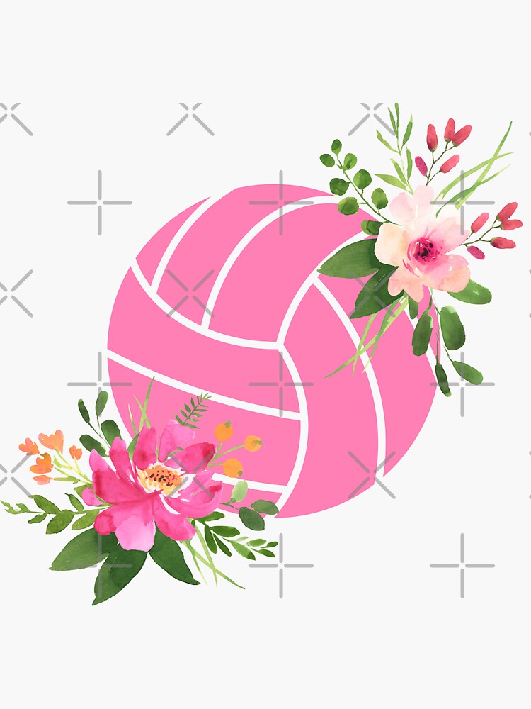 "Pretty Pink Floral Volleyball " Sticker for Sale by jpjournals | Redbubble