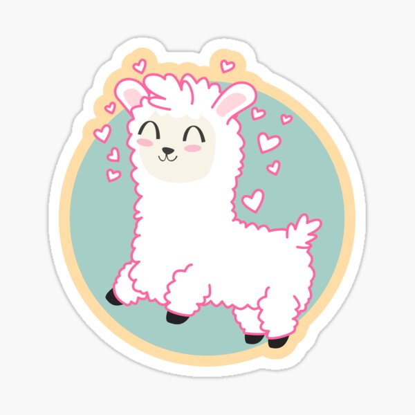 "Cute Kawaii Llama Cartoon Drawing" Sticker for Sale by BrightLightArts ...