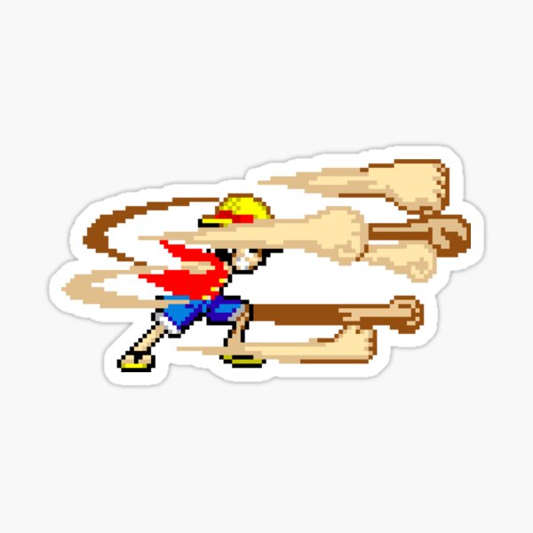 Sticker « Mugiwara Gomu Gomu no Gatling Gun pixel », par Anzu9316 ...