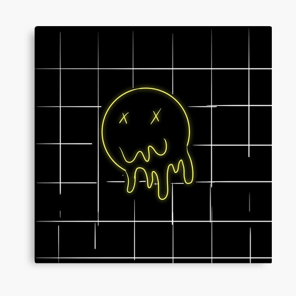 "Drippy Yellow Neon Smiley Face" Canvas Print for Sale by YourRubyFren ...