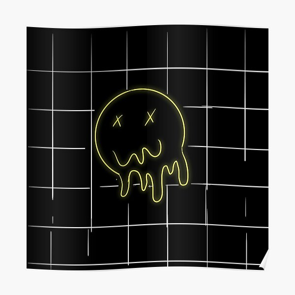 "Drippy Yellow Neon Smiley Face" Poster for Sale by YourRubyFren ...