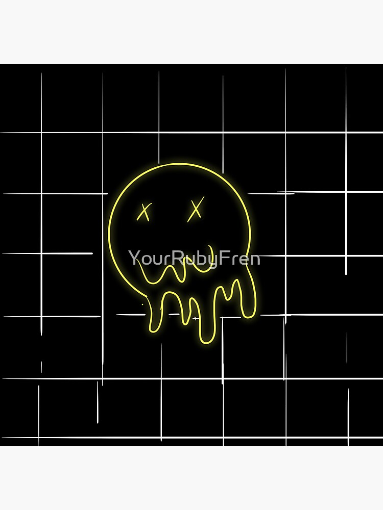 "Drippy Yellow Neon Smiley Face" Sticker for Sale by YourRubyFren ...