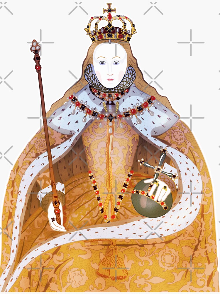 "Queen Elizabeth I - historical illustrations" Sticker by vixfx | Redbubble