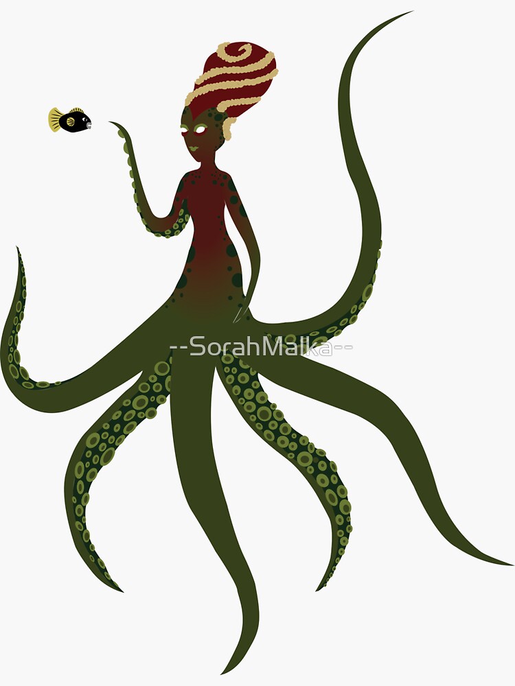 "Octopus Mermaid Creature No.7" Sticker for Sale by --SorahMalka ...