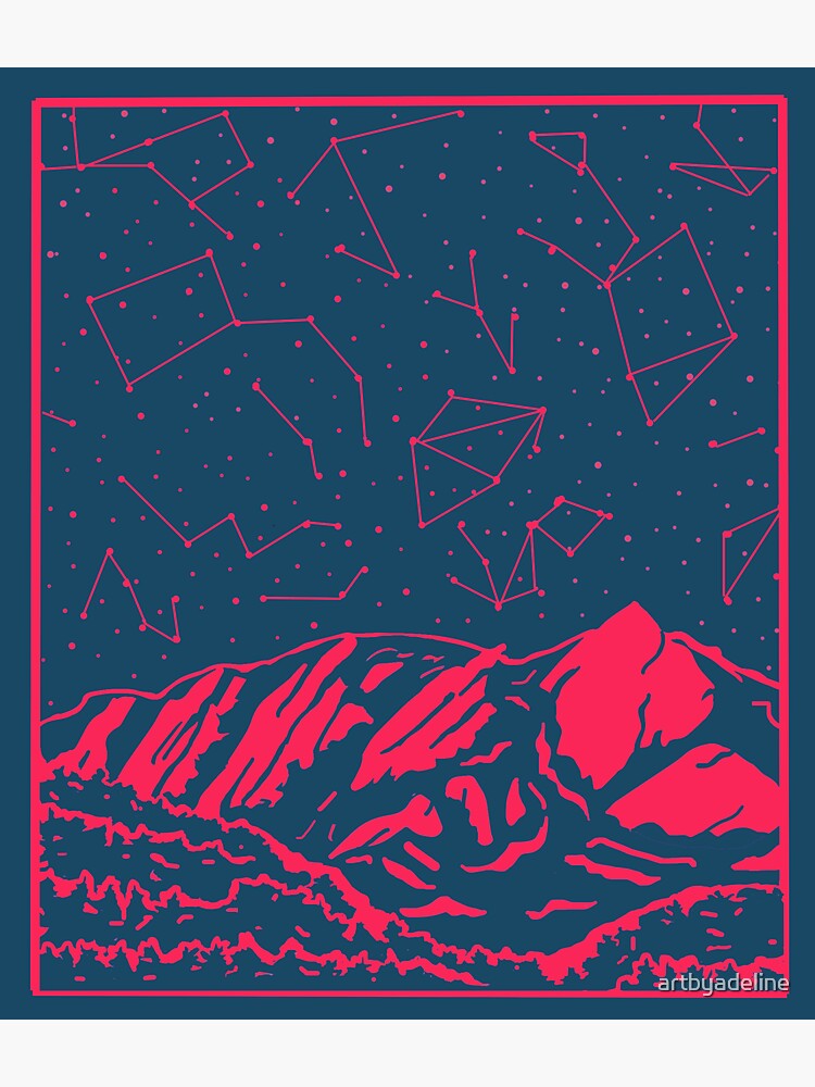 "Flatirons Constellation- Pink and Teal" Sticker for Sale by artbyadeline | Redbubble