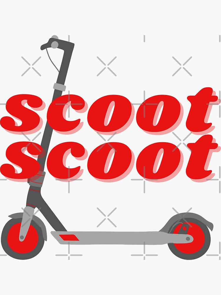 "Scoot Scoot Grey Red Escooter Design" Sticker by quiet-charm | Redbubble