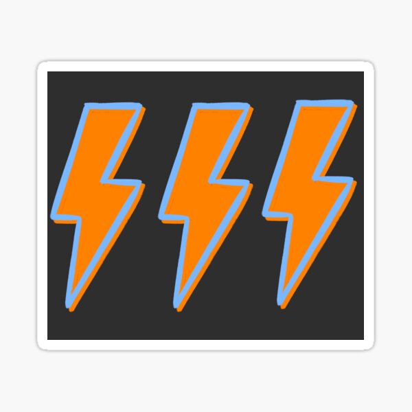 "Cute Orange and Blue Lightning Strike Doodle Design on Grey Background ...