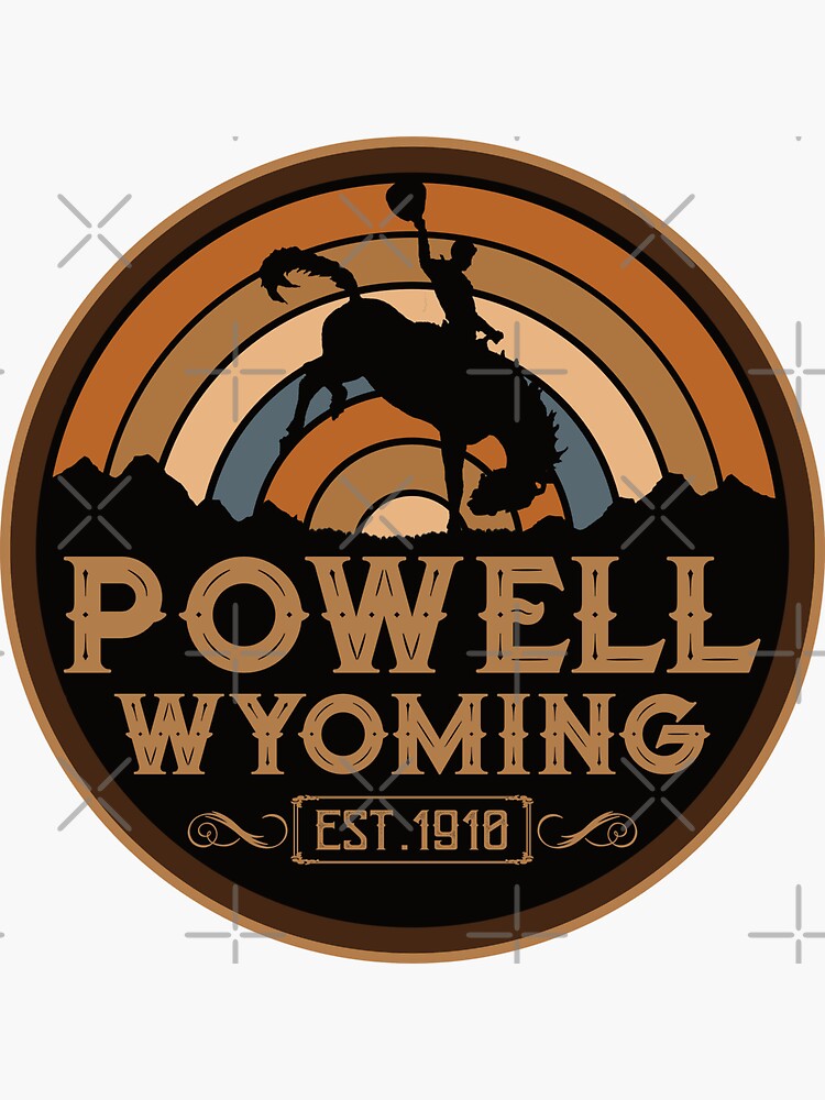 "Powell, Wyoming Retro Wild West Cowboy" Sticker for Sale by ...