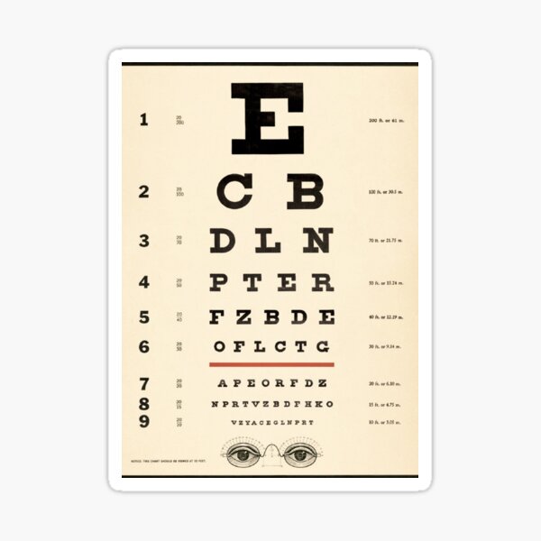 "Eye Chart" Sticker for Sale by funhousejen | Redbubble