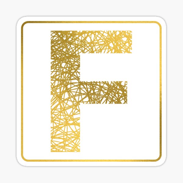 "F capital letter (Golden)" Sticker by Raziya | Redbubble