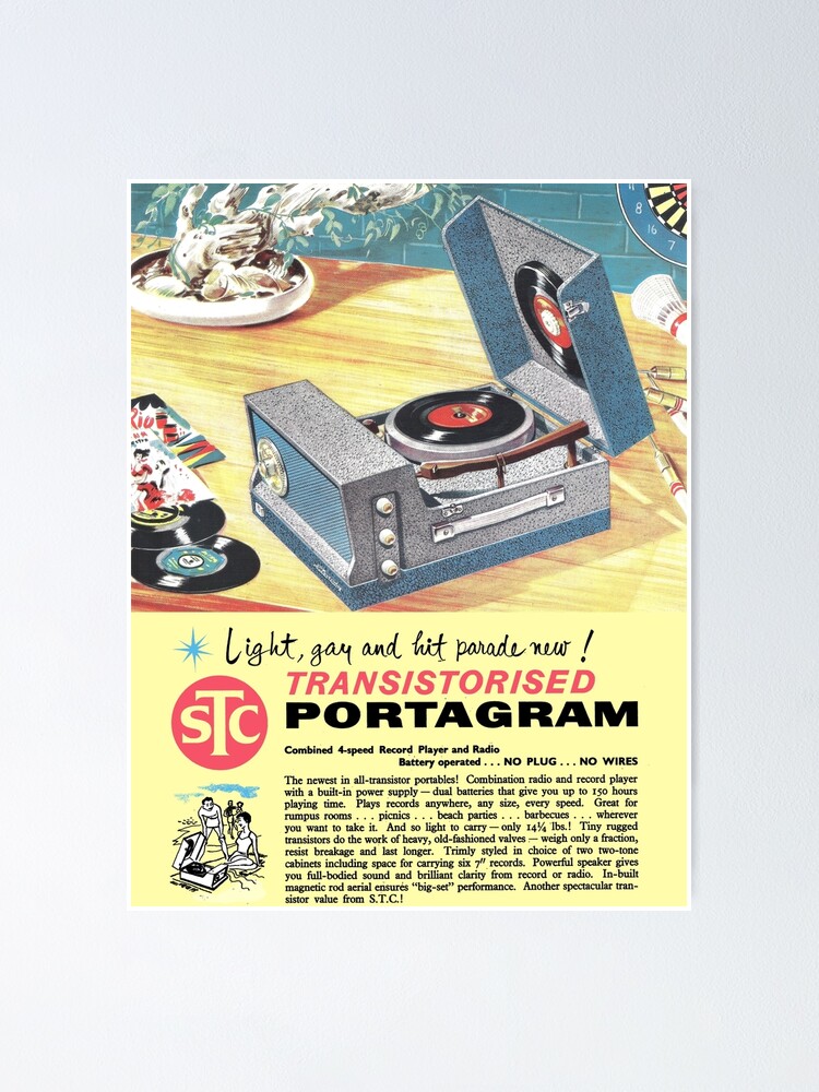 "PORTABLE RECORD PLAYER - ADVERT" Poster by ThrowbackAds | Redbubble