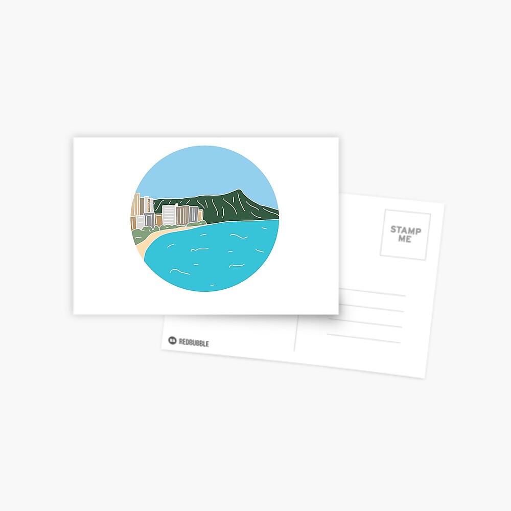 "Waikiki Beach & Diamond Head Sticker" Sticker for Sale by karaakemi ...
