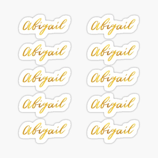 "Abigail Name Hand Lettering in Gold Letters, Pack of 10" Sticker for ...