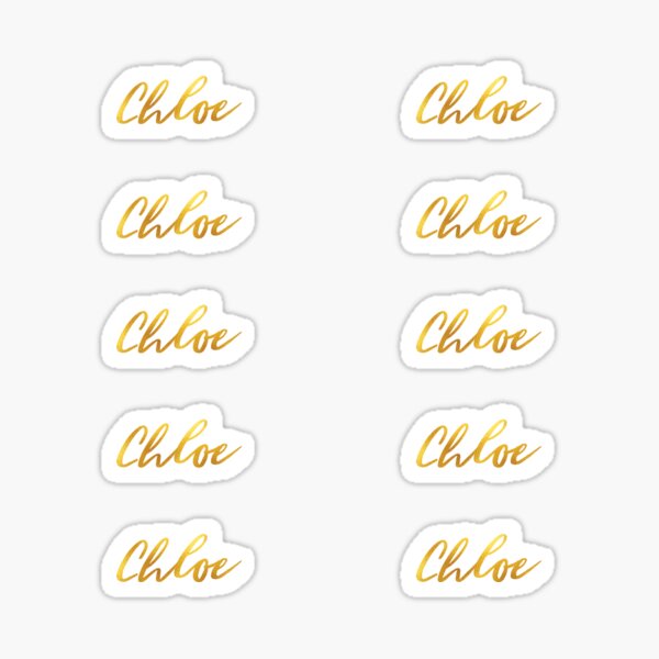 "Chloe Name Hand Lettering in Faux Gold Letters, Pack of 10" Sticker ...