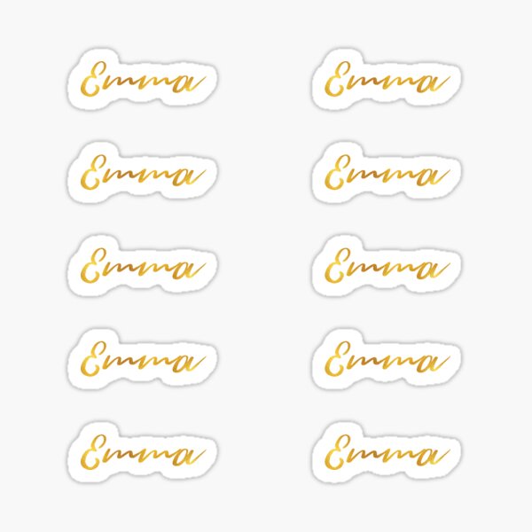 "Emma Name Hand Lettering in Faux Gold Letters, Pack of 10" Sticker for ...