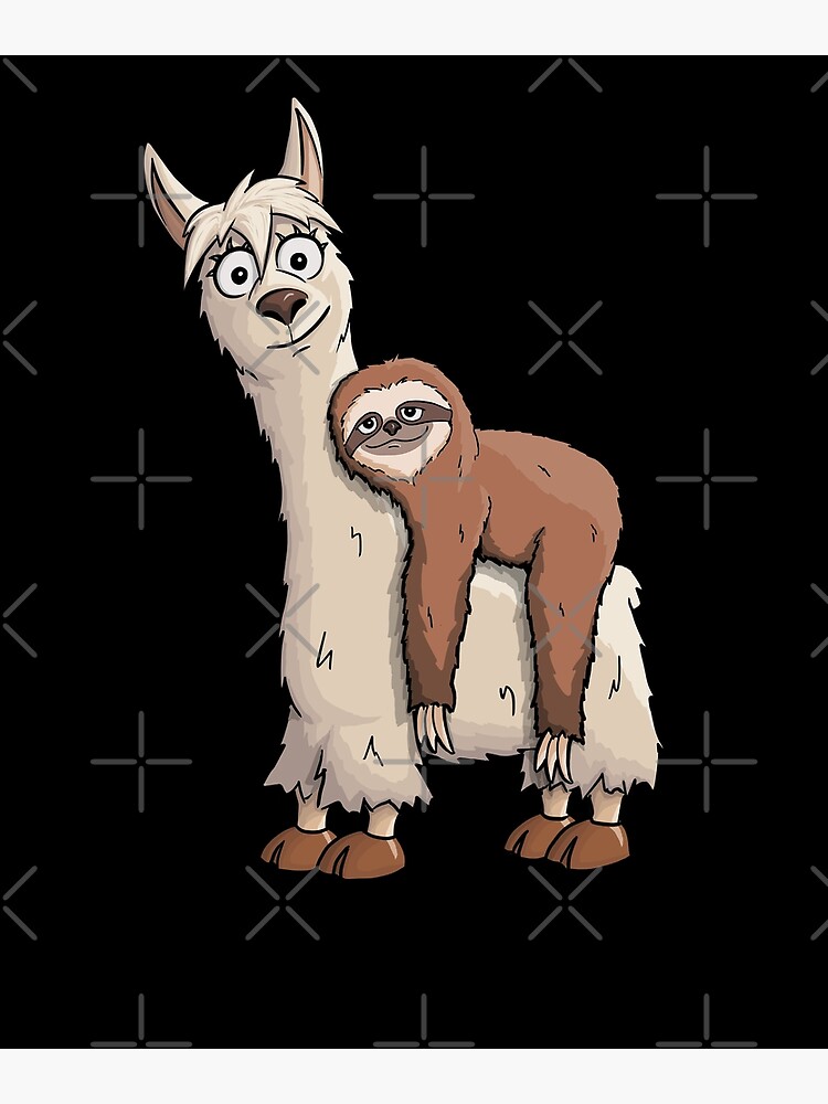 "Chill Out Funky Sloth Riding Llama Drawing" Poster for Sale by ...