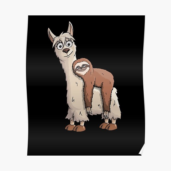 "Chill Out Funky Sloth Riding Llama Drawing" Poster for Sale by ...