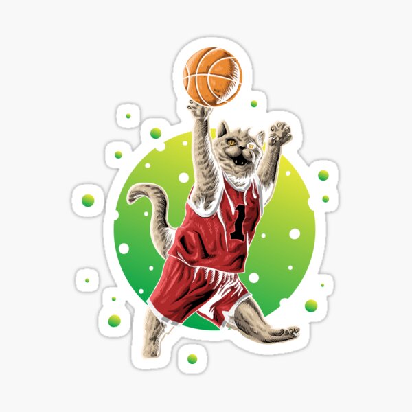 "Basketball cat" Sticker for Sale by Sasha-Arts | Redbubble