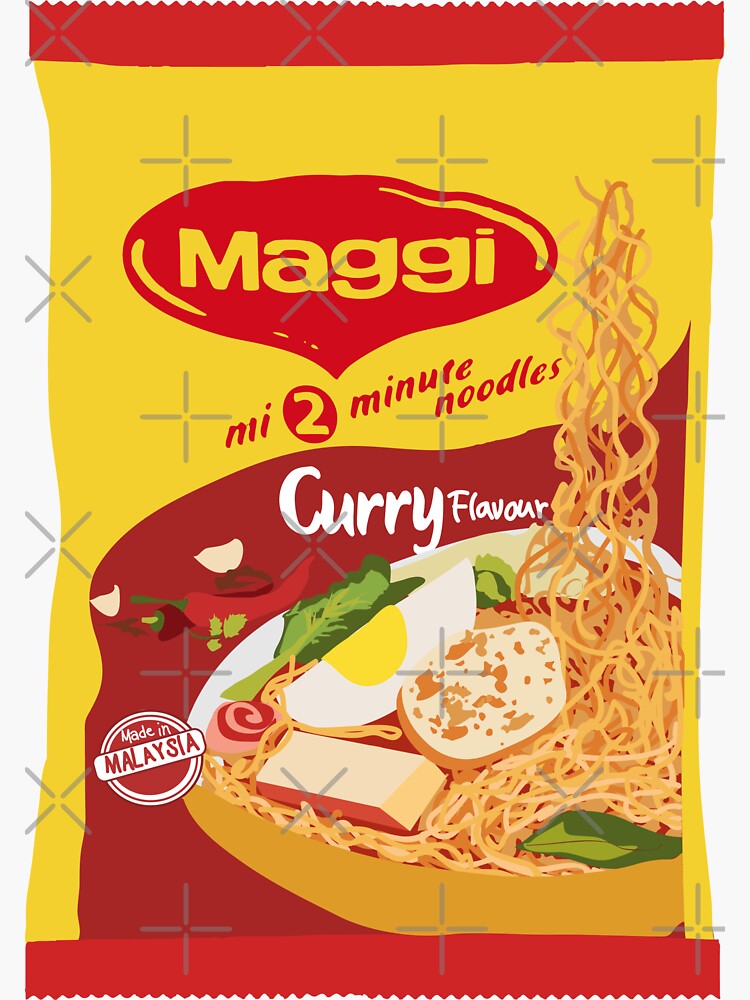 "maggi noodle 2-minute pack: curry flavour " Sticker for Sale by ...